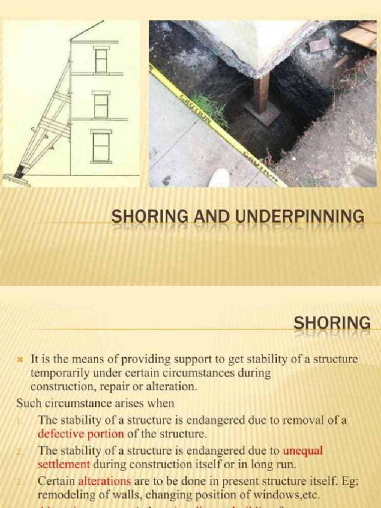 Shoring and Underpinning | PDF