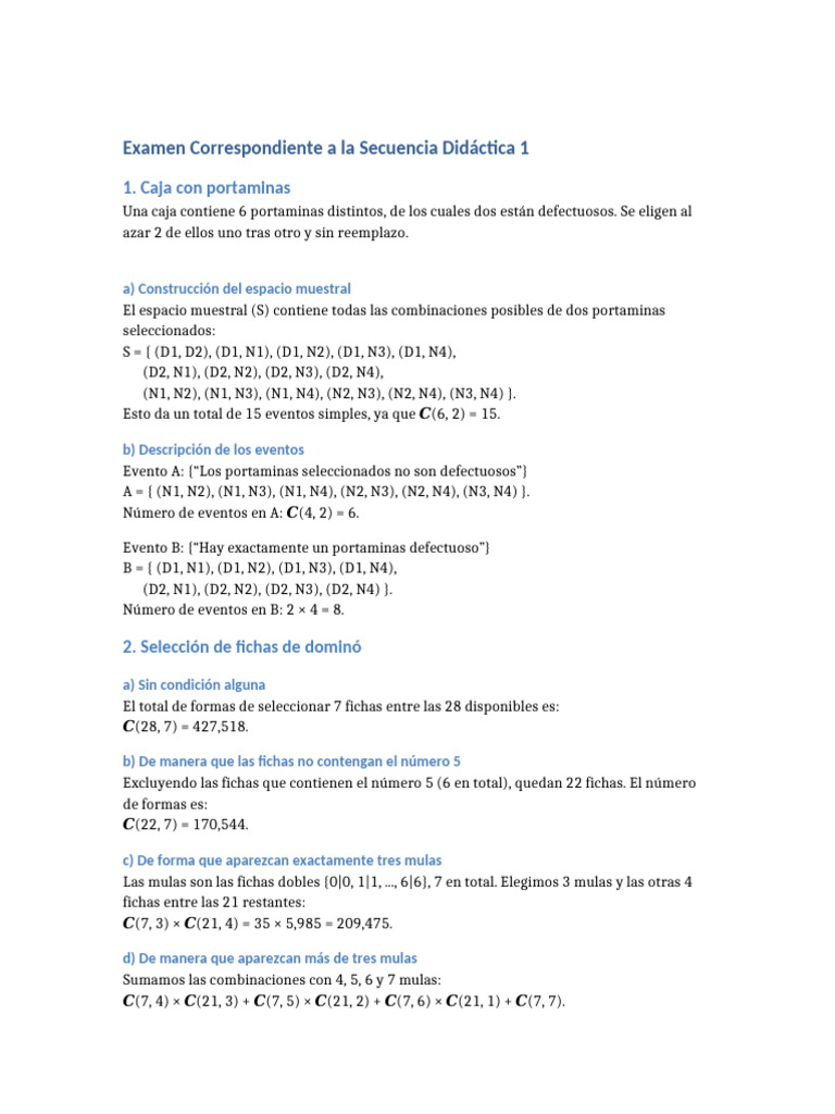 Combinatoria en Juegos: Ejercicios Resueltos | PDF