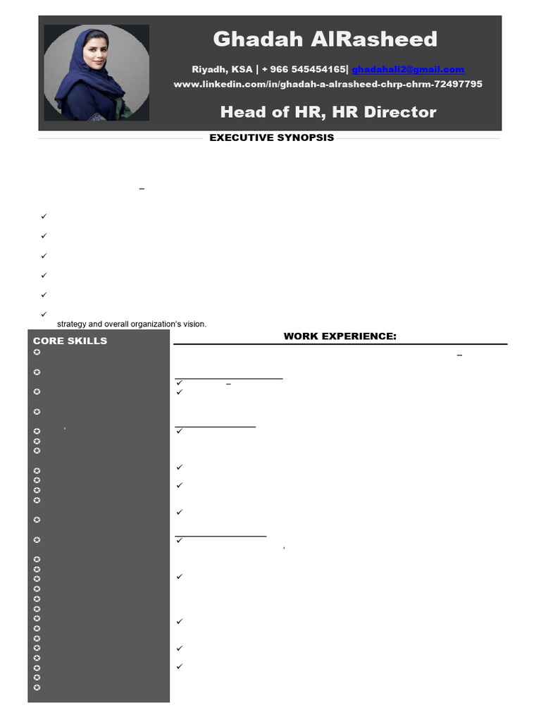 Ghadah AlRasheed CV Updated 2024 | PDF | Human Resource Management | Leadership