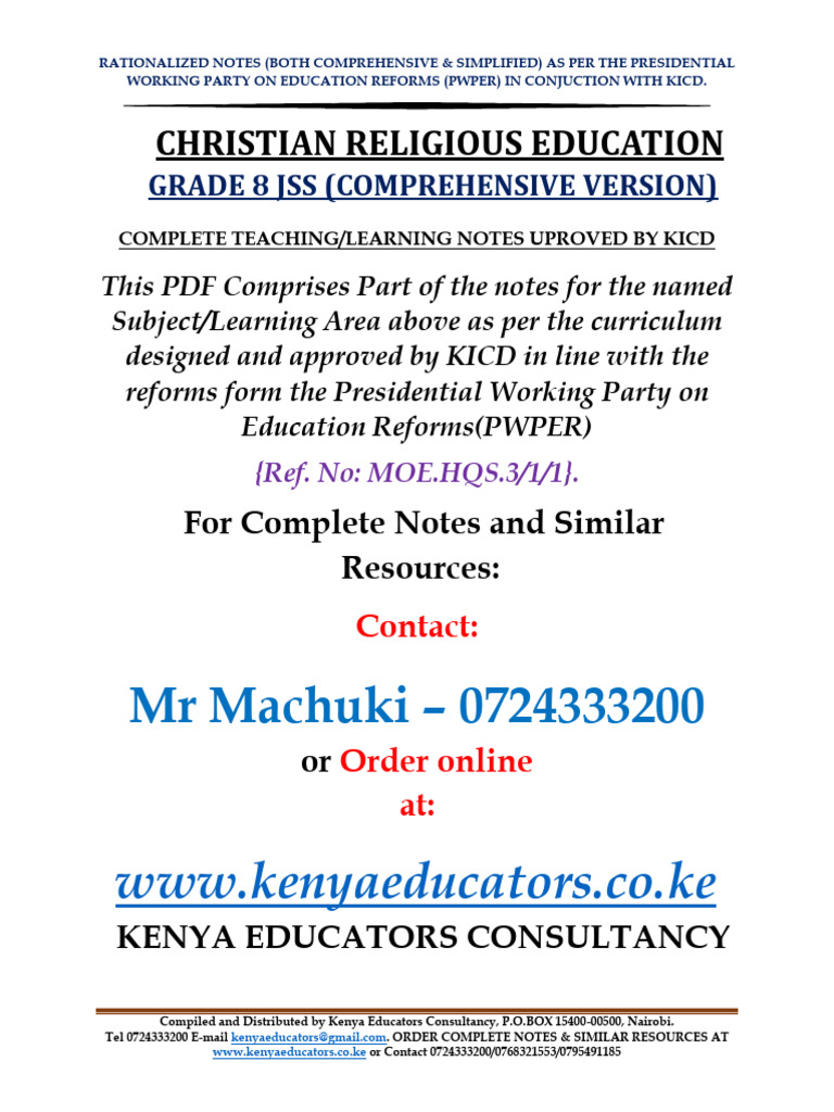 Grade 8 CRE Notes for Term 3 | PDF