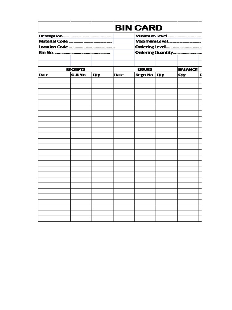 BIN CARD | PDF