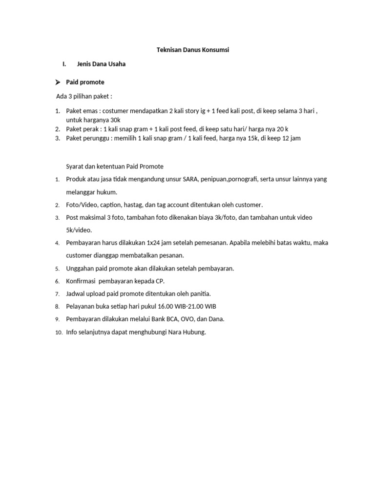 Teknisan Danus Konsumsi | PDF