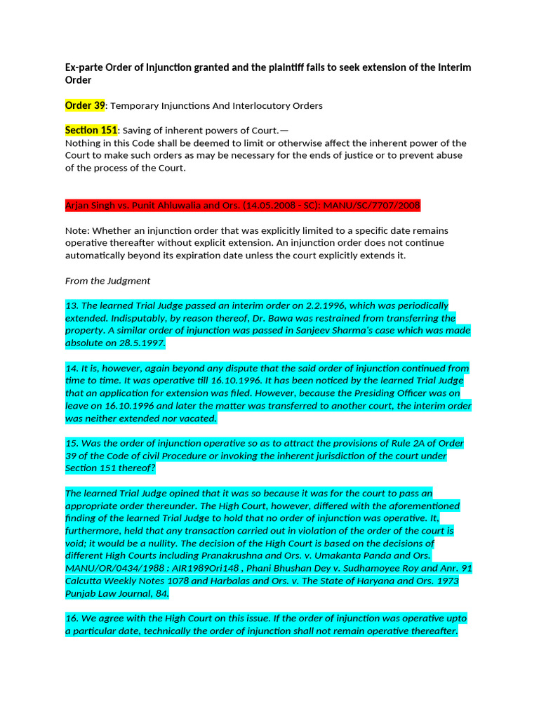 Ex Parte Interim Order | PDF | Injunction | Political Law