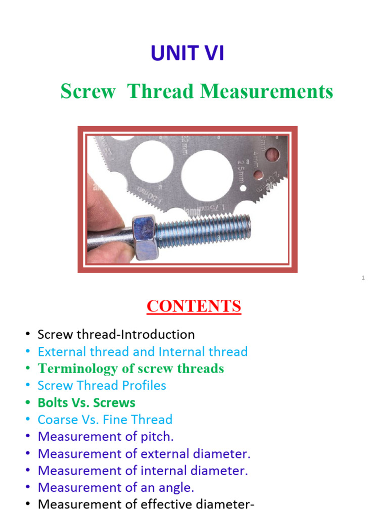 Screw Thread Measurement Techniques | PDF | Screw | Metalworking