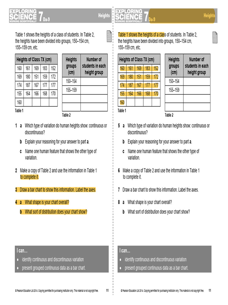 Science Grade 7 Students Worksheet | PDF | Infographics | Data Management