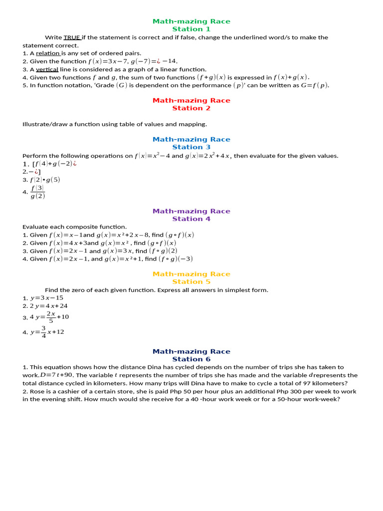 Math Mazing Race | PDF