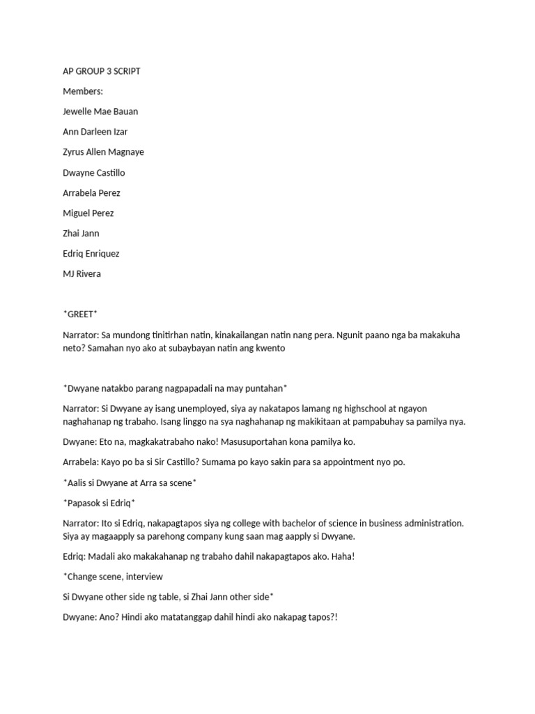 AP Group 3 Script | PDF