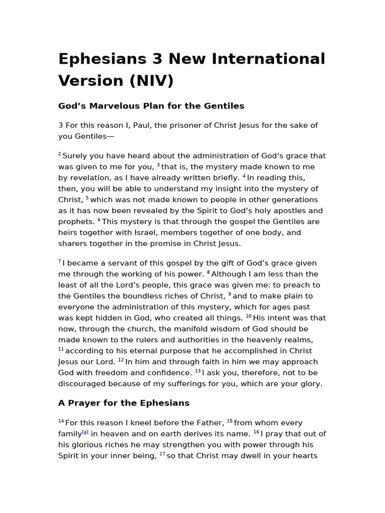 Ephesians 3 God Plan With His Purpose | PDF