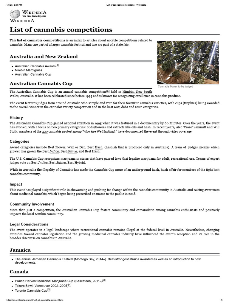 List of cannabis competitions | PDF | Cannabis | Ethnobotany