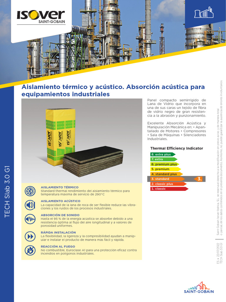 FT TECH Slab 3.0 G1 ISOVER ES | PDF | Aislamiento térmico | Materiales