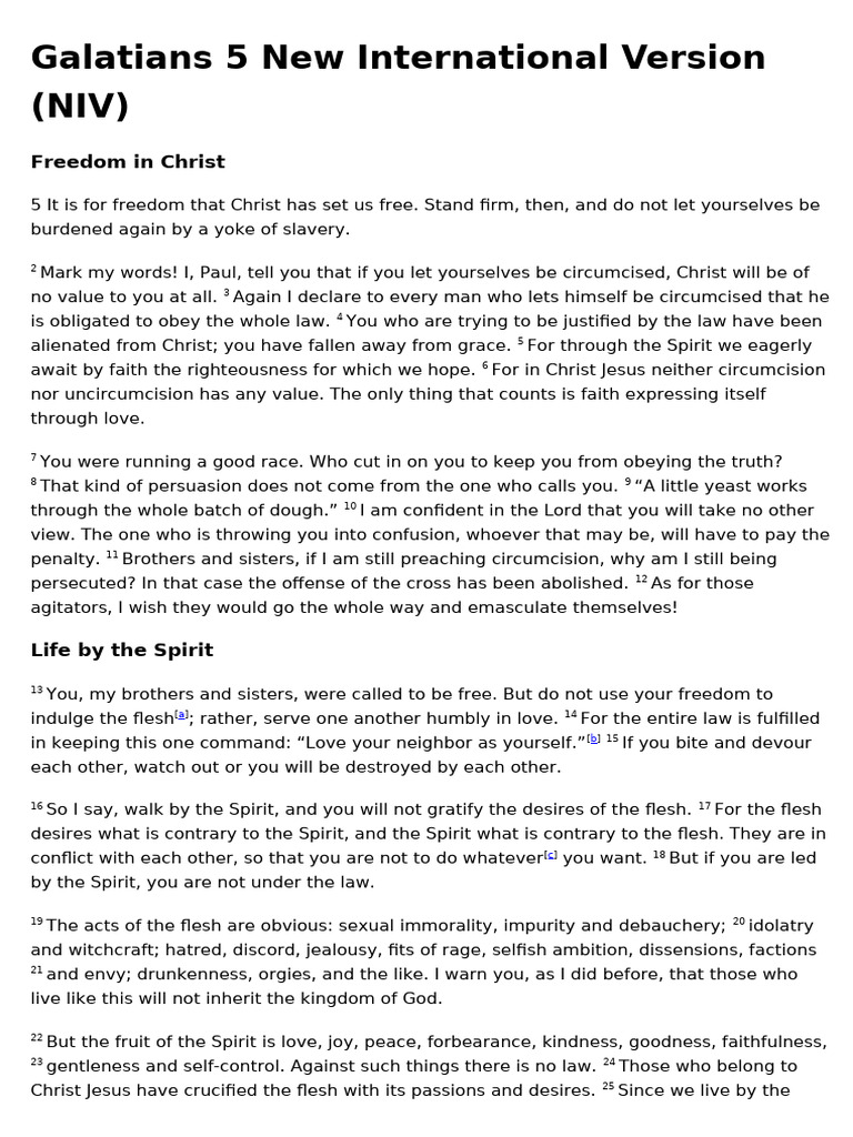 Galatians 5 - Freedom in Christ & Life by The Spirit | PDF | Epistle To ...