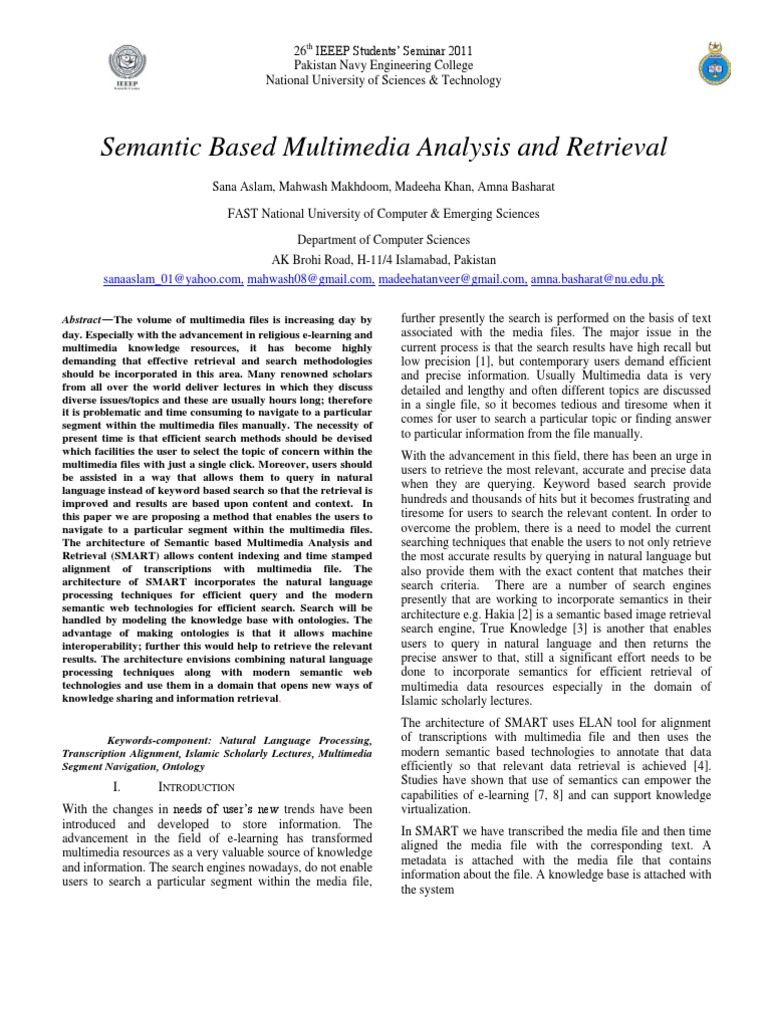 Semantic Based Multimedia Analysis and Retrieval | PDF | Information ...