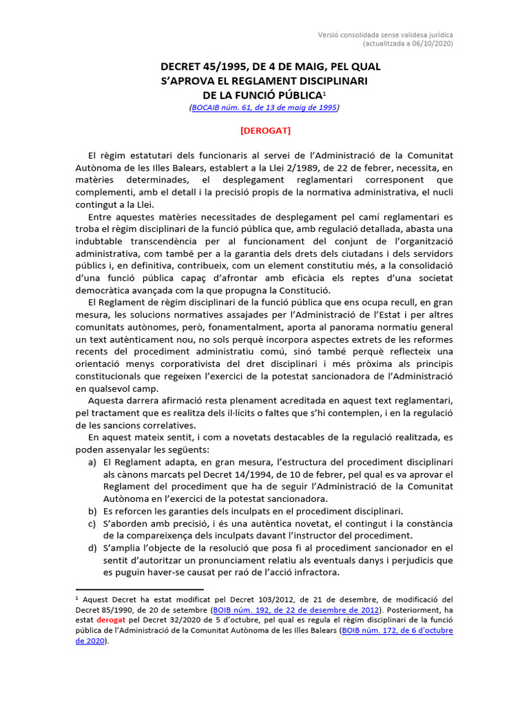 Versio_consolidada_Decret_45-1995_derog | PDF