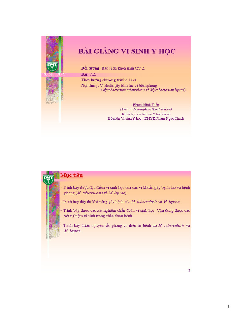 Kyhcs - Vi Sinh - b7.2 - Gv. Phạm Minh Tuấn - y.abcd.2023_2024-2025 | PDF