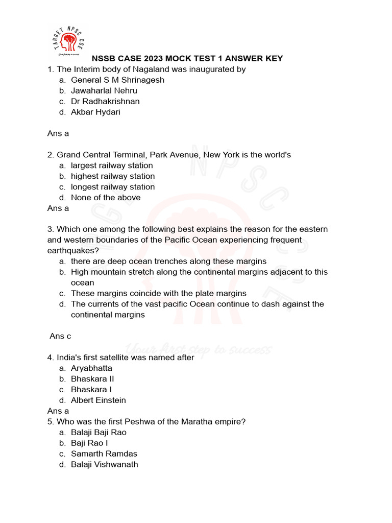 NSSB 2023 Mock Test Answer Key | PDF | Mc Donald's | Hamburgers