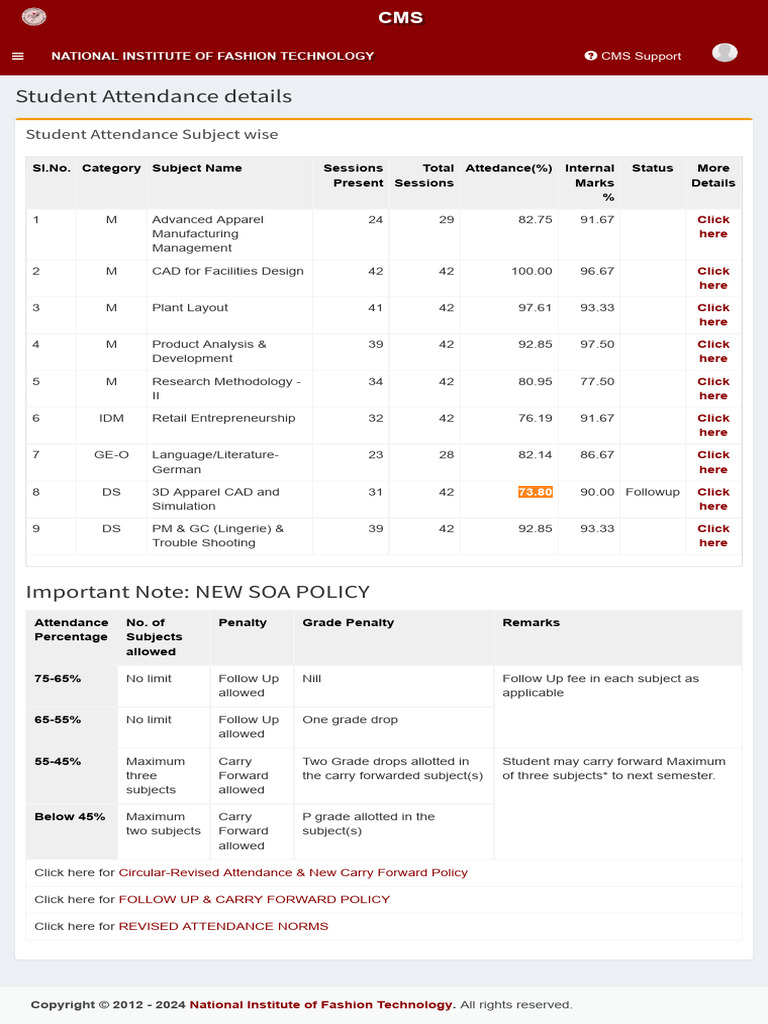 Student Attendace Subject Wise | PDF