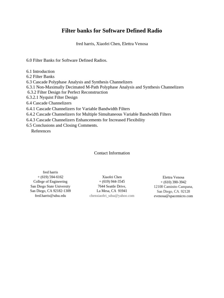 Filter Banks For Software Defined Radio | PDF | Bandwidth (Signal Processing) | Sampling (Signal ...