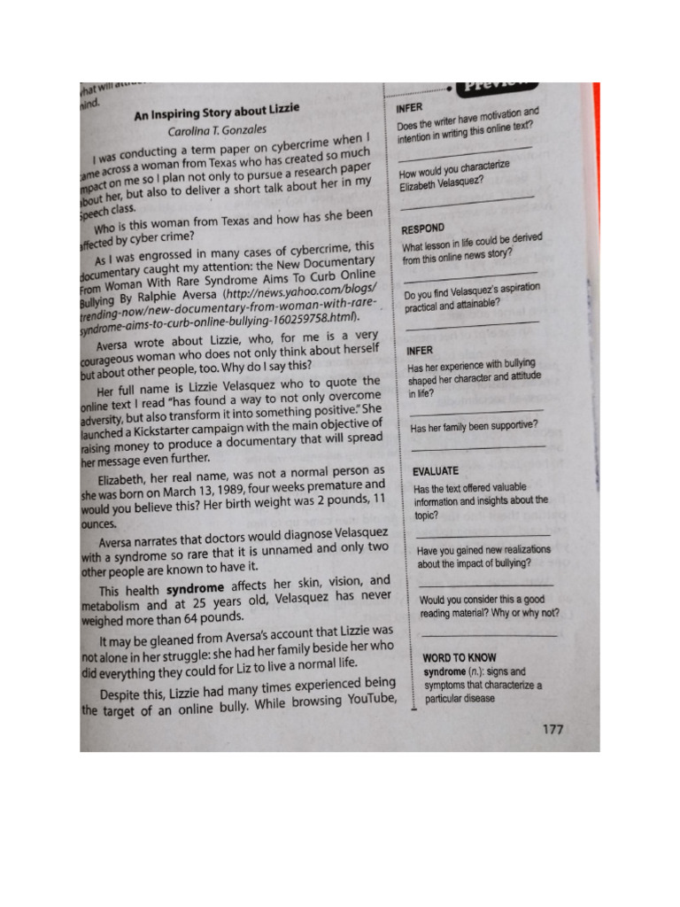 An Inspiring Story About Lizzie PP 177-178 | PDF