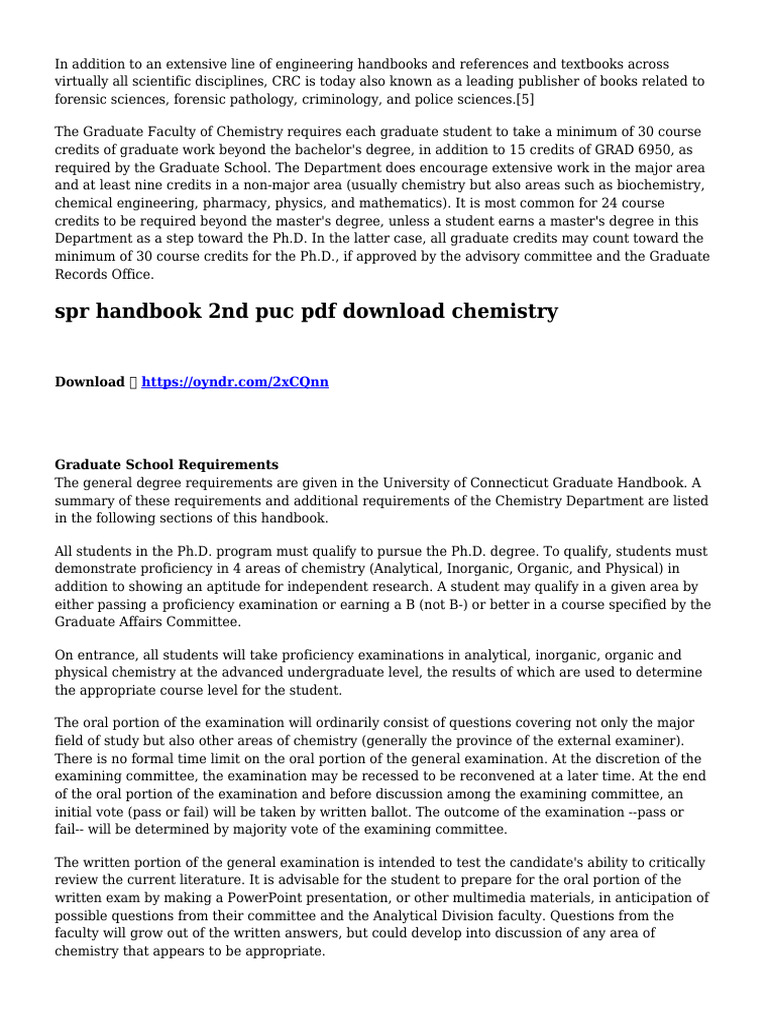 SPR Handbook 2nd Puc PDF Download Chemistry | PDF | Doctor Of Philosophy | Thesis