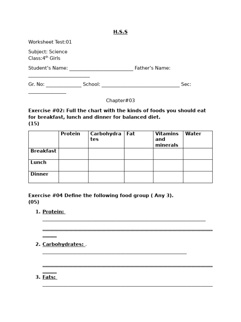 science worksheet test | PDF