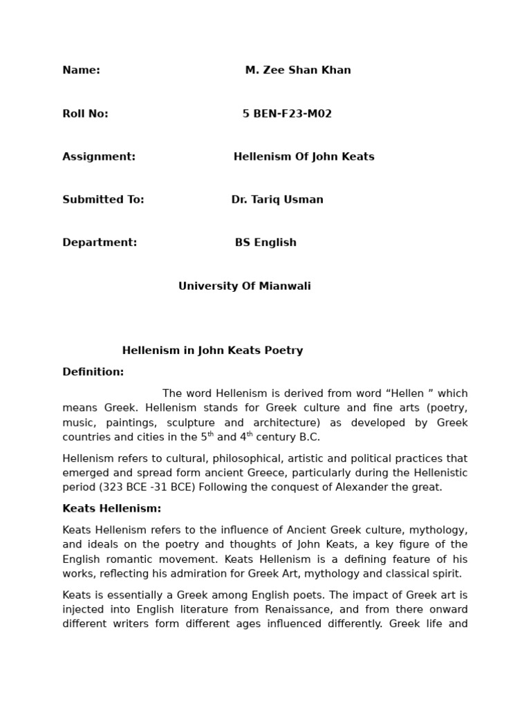 Muhammad Zeeshan Khan. M02 | PDF | John Keats | Beauty