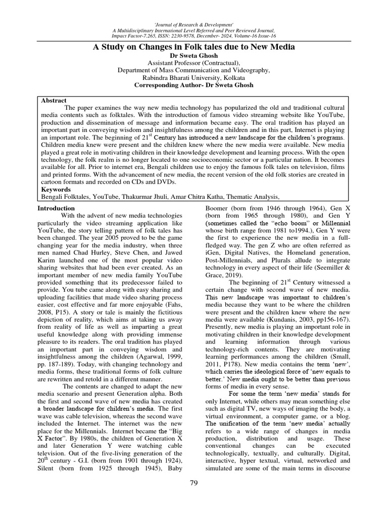 A_Study_on_Changes_in_Folk_tales_due_to | PDF | Folklore | You Tube
