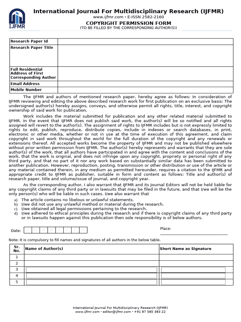 Undertaking Form - Copy | PDF | Copyright | Academic Publishing