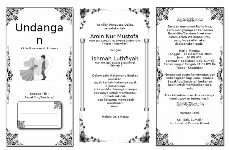 Undangan Walimatul Ursy Lipat 3 Doc 2-Kanalmu | PDF