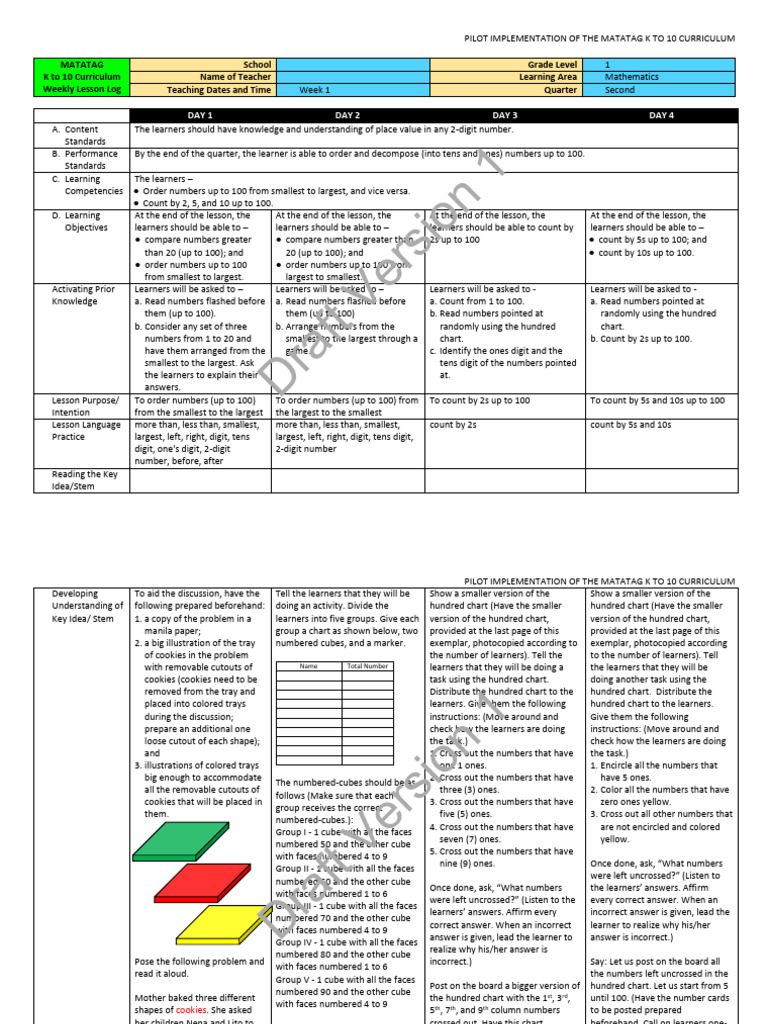 LE Math-1 Q2 Week1 v.1 | PDF | Curriculum