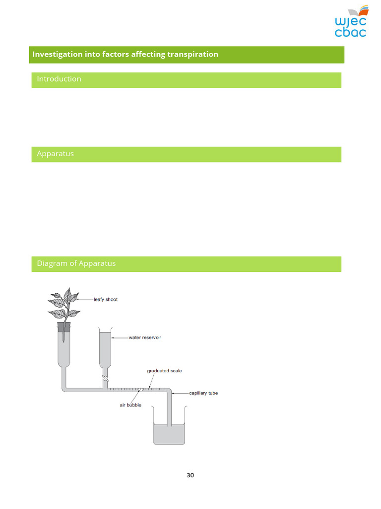 Investigation Into Factors Affecting Transpiration | PDF | Experiment ...