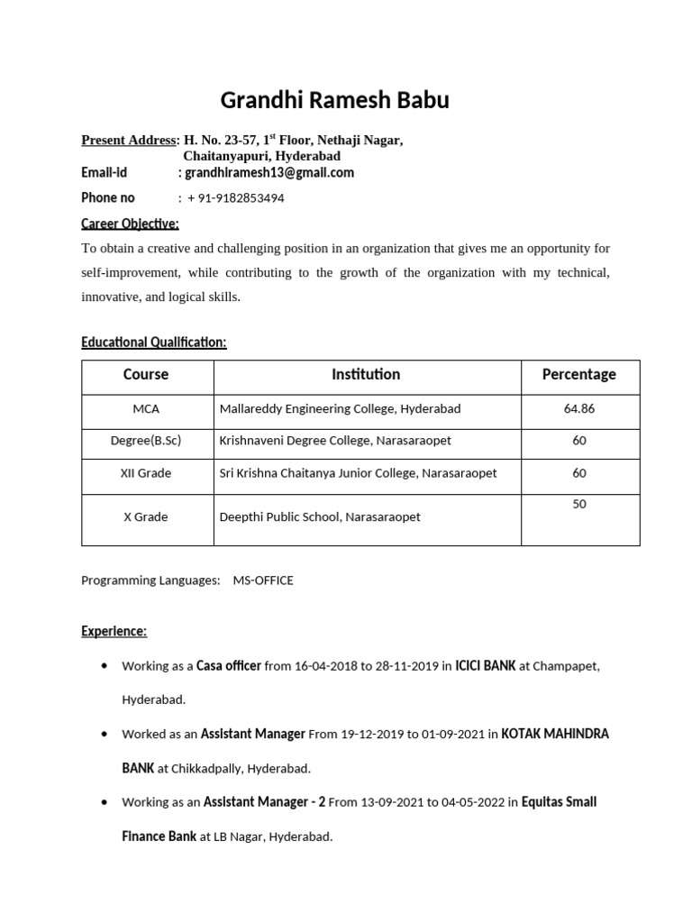 Resume_Grandhi Ramesh Babu_09Dec2021 | PDF