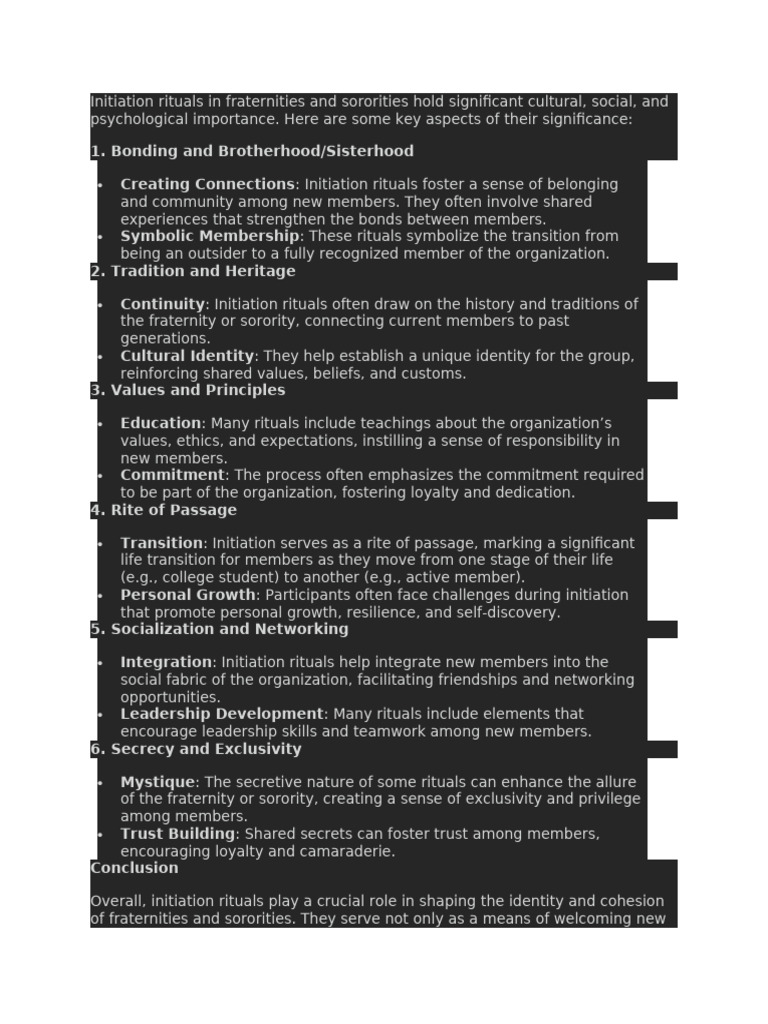 Initiation Rituals in Fraternities and Sororities Hold Significant ...