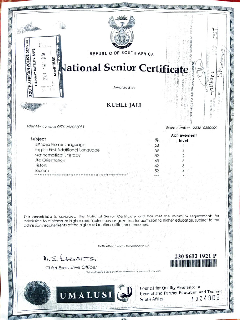 Certificate | PDF | Educational Assessment And Evaluation | Student ...