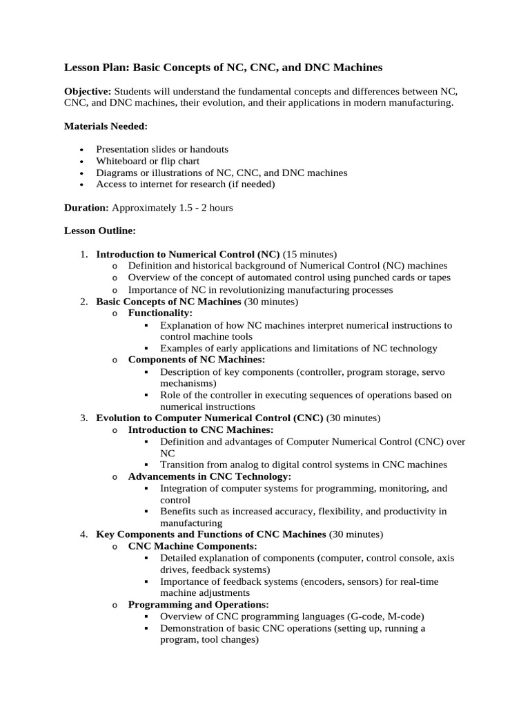 LP - Basic Concepts of NC, CNC, and DNC Machines | PDF | Numerical ...
