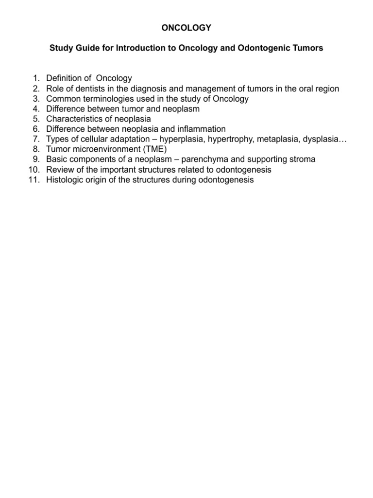 Onco Week1StudyGuide | PDF