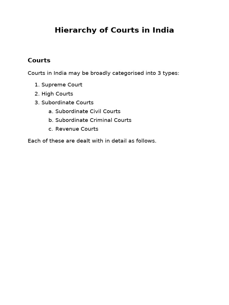 Courts Hierarchy in India Explained | PDF | Appeal | Magistrate