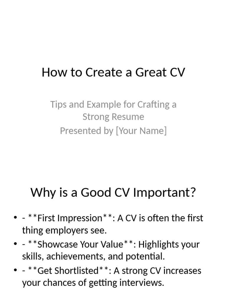 How To Create A Great CV Presentation | PDF