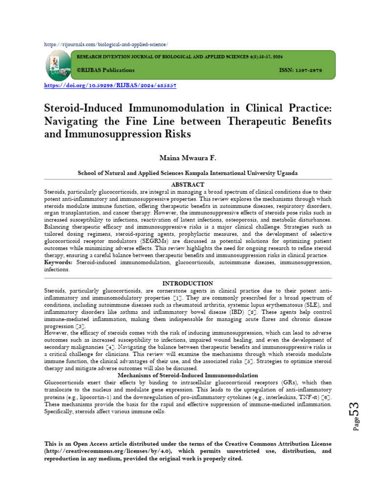 Steroid-Induced Immunosuppression Risks | PDF | Glucocorticoid | Immune ...