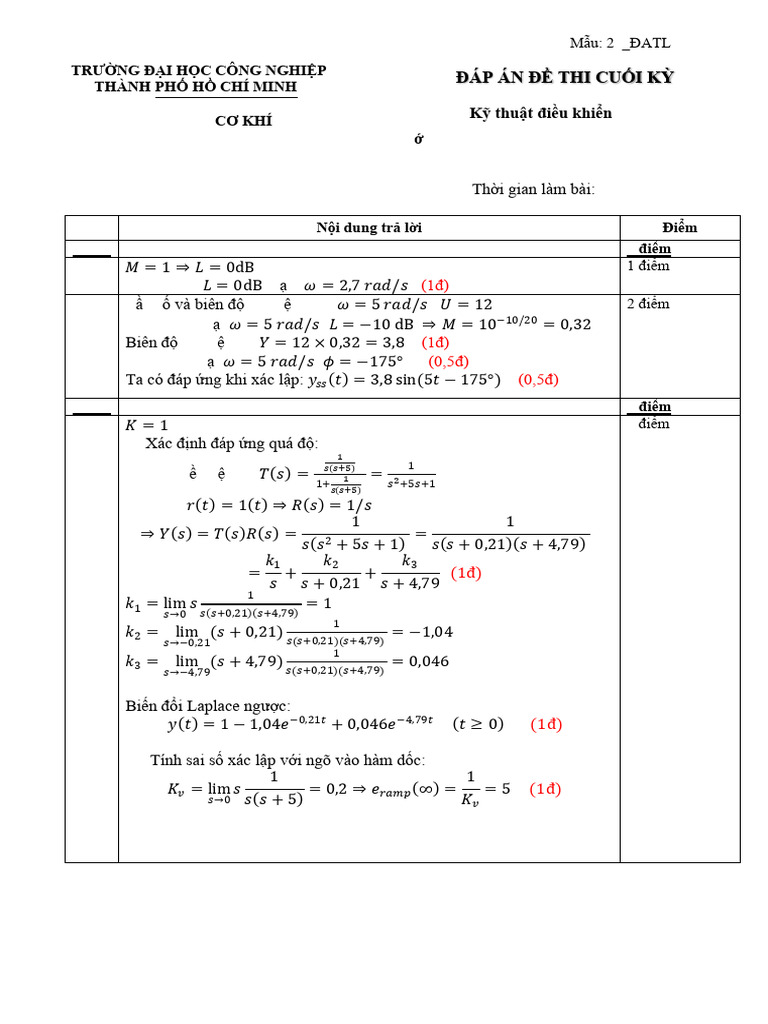 thi cuoi ky (dieu khien tu dong) hk1-2022_dap_an | PDF