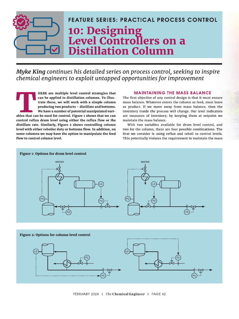 Designing Level Controllers on a Distillation Column | PDF