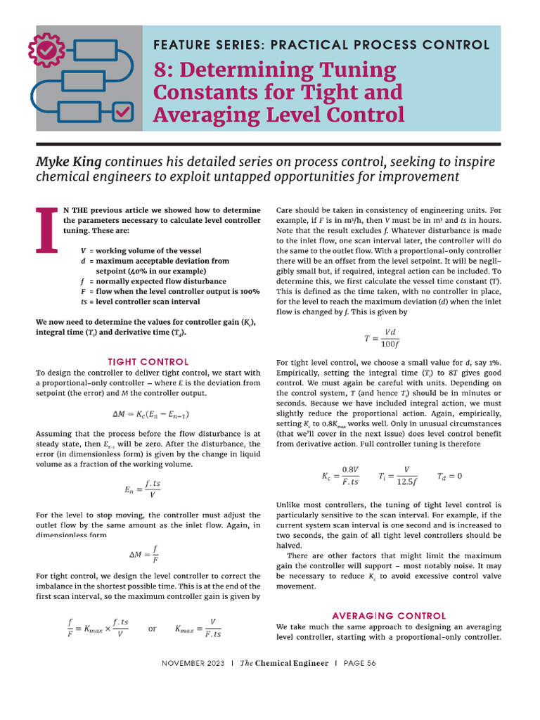 Determining Tuning Constants For Tight and Averaging Level Control | PDF