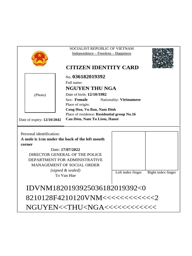Vietnam Citizen Identity Cards Details | PDF