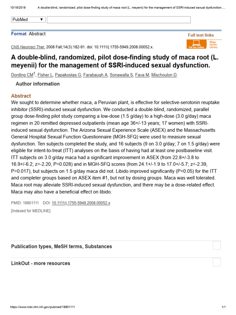 Maca Root for SSRI-Induced Dysfunction | PDF