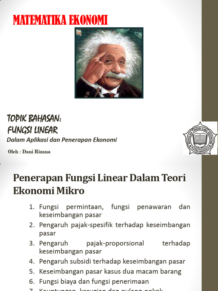 Fungsi Linear Dalam Ekonomi Mhs | PDF