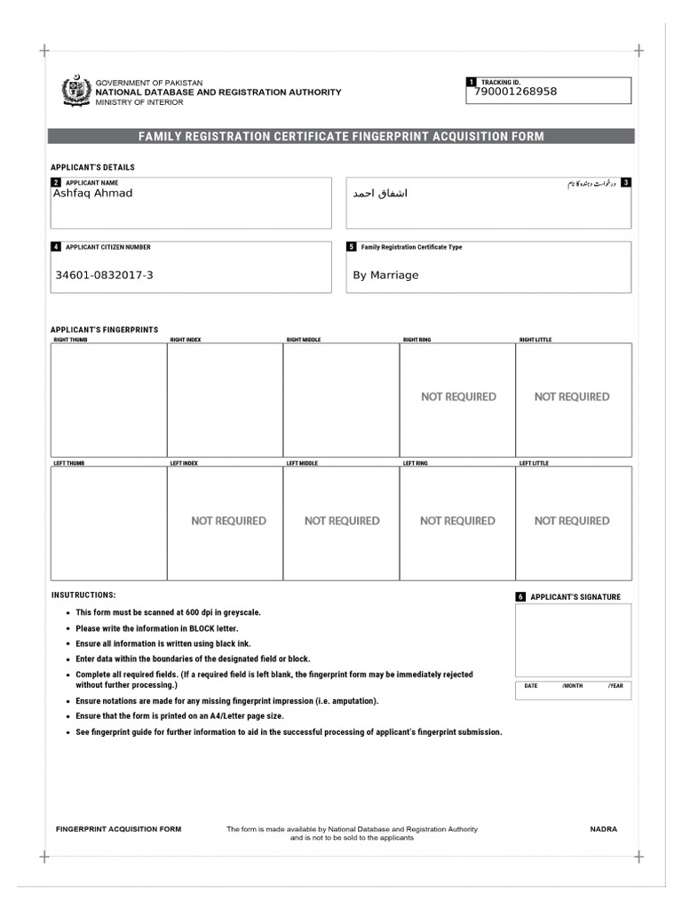 Fingerprint Form | PDF