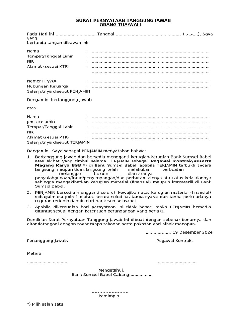 2 - Surat Pernyataan - Penjamin | PDF