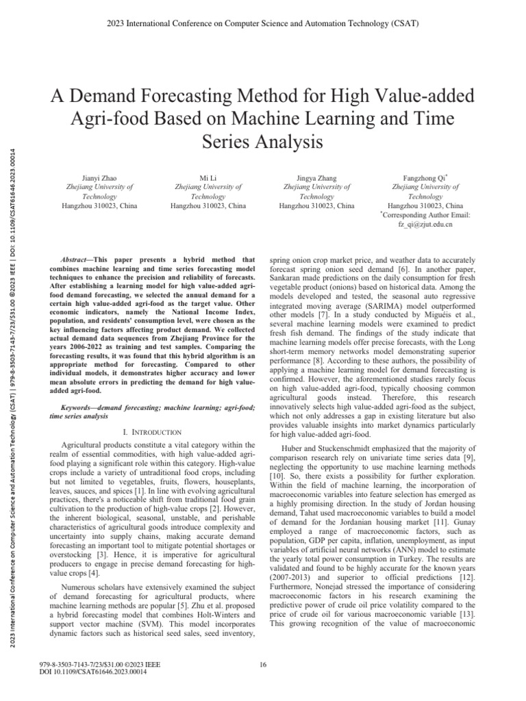 Agri-food Demand Forecasting | PDF | Applied Mathematics