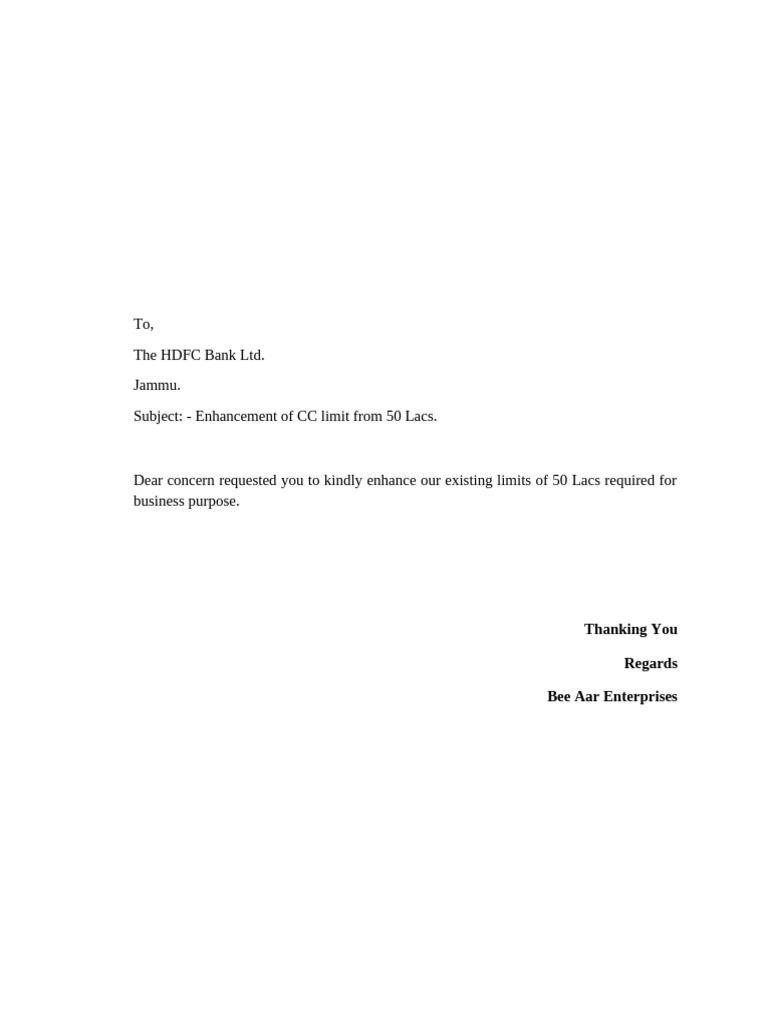 Enhancement CC Limit Letter | PDF