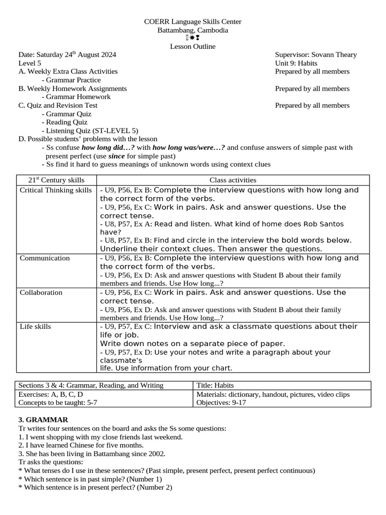 Grammar and Skills for Level 5 Students | PDF | Linguistics | Grammar