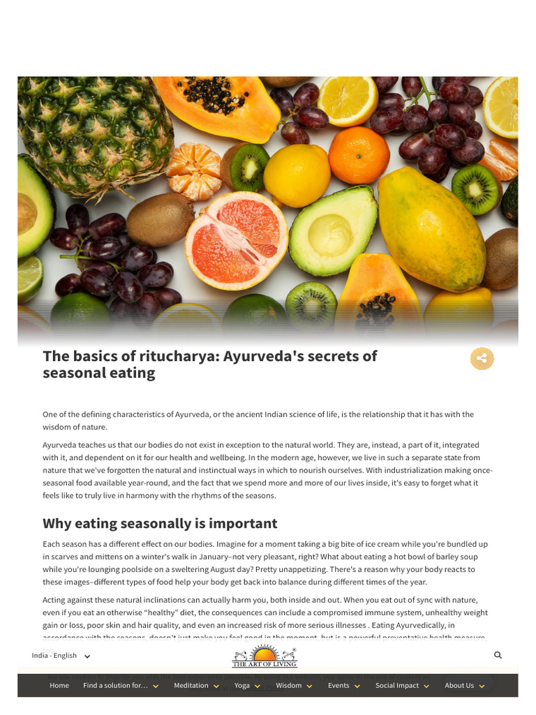 The basics of ritucharya_ Ayurveda's secrets of seasonal eating - The ...